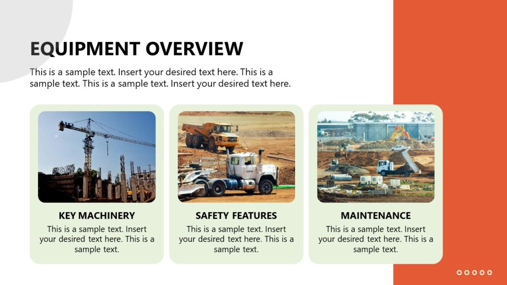 Equipment Overview Slide with Three Sections - SlideModel