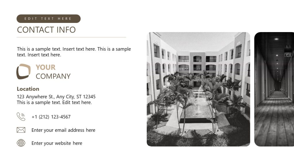 Contact Info Slide - Hotel Business Proposal Template - SlideModel