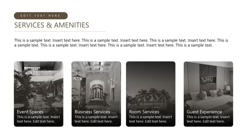 Hotel Business Proposal Services & Amenities Slide - SlideModel