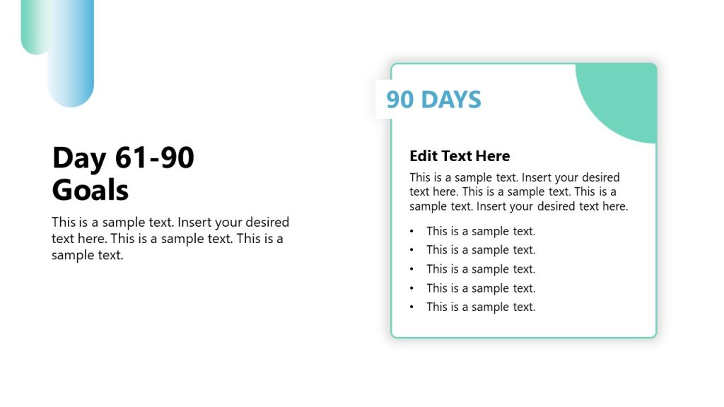 Day 61-90 Goals Presentation Slide with Text Boxes - SlideModel