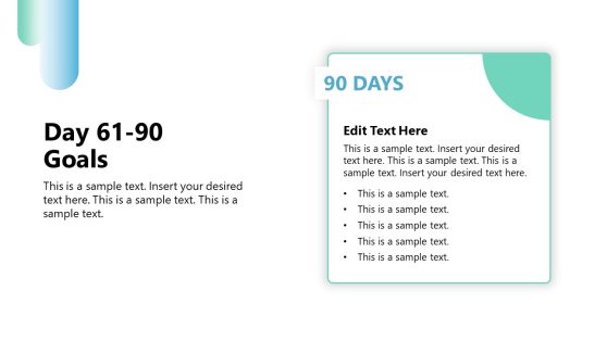 Day 61-90 Goals Presentation Slide with Text Boxes - SlideModel