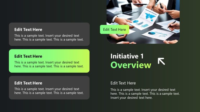 Initiative 1 Overview Slide with Dark Background - SlideModel