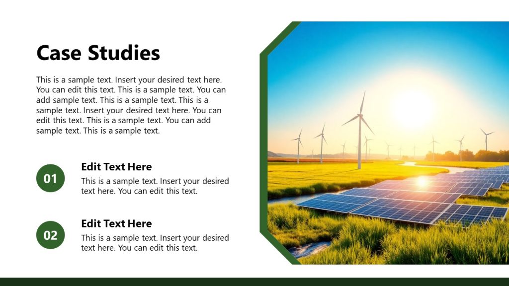 Case Studies Slide - Renewable Energy PPT Template - SlideModel