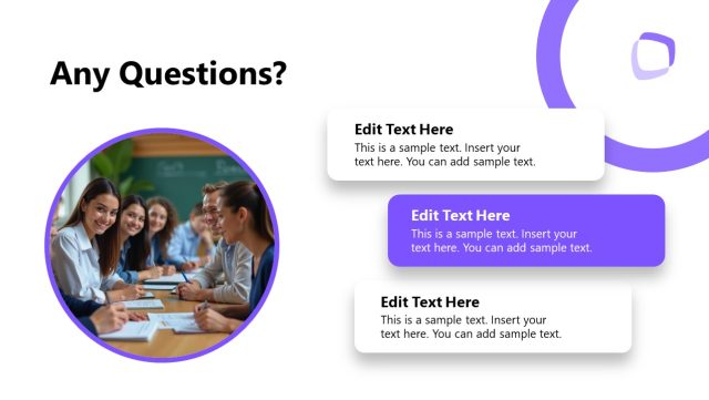 Any Questions Slide - Educational Research Template - SlideModel