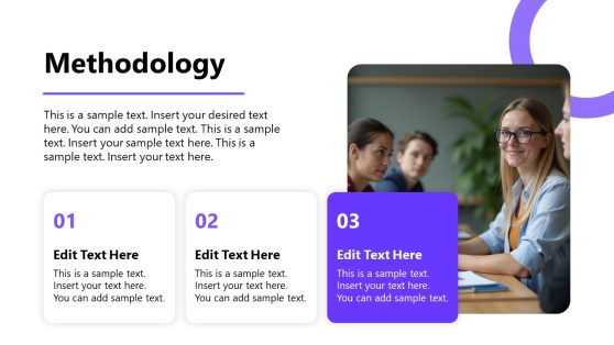 Methodology Slide with Three Text Sections - SlideModel