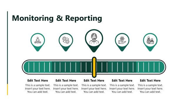 Monitoring & Reporting Slide with Five Infographics - SlideModel