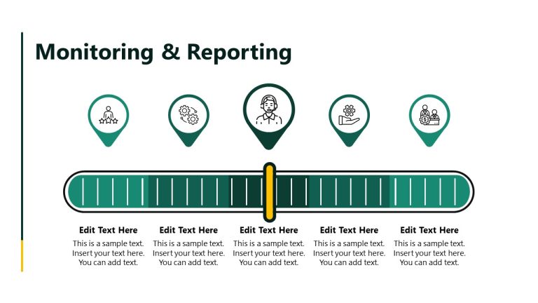 Monitoring & Reporting Slide with Five Infographics - SlideModel