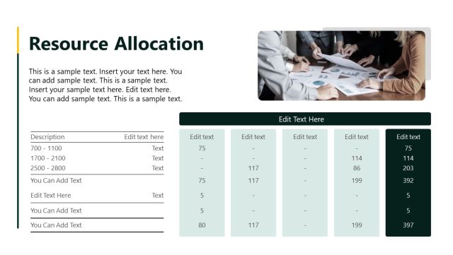Editable Resource Allocation Slide with Table - SlideModel
