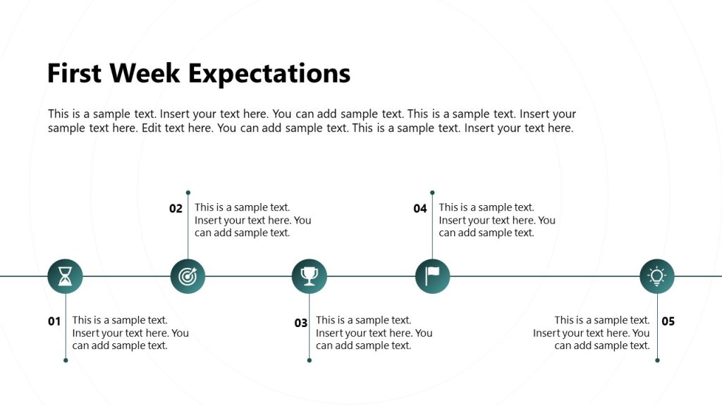 First Week Expectations Slide with Infographics - SlideModel