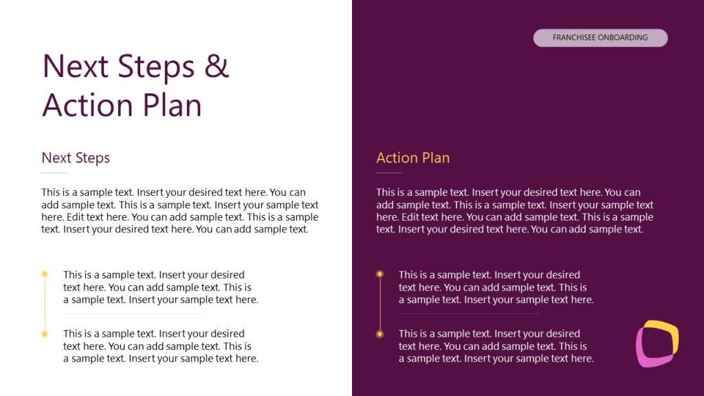 Next Steps & Action Plan PPT Slide - Franchisee Onboarding Template - SlideModel