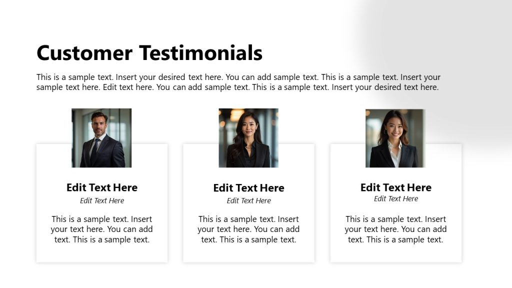 Customer Testimonials Slide with Photos - SlideModel