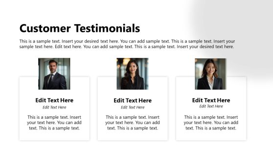 Customer Testimonials Slide with Photos - SlideModel