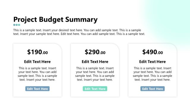 Project Budget Summary Slide with Icons & Text - SlideModel