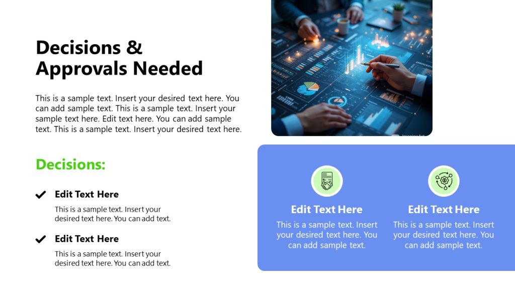 Decisions & Approvals Slide with Checkmarks - SlideModel