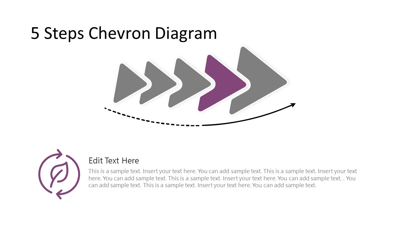 Animated Modern Chevron 5 Steps PowerPoint Diagram