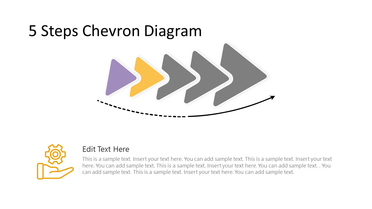 Animated Modern Chevron 5 Steps PowerPoint Diagram