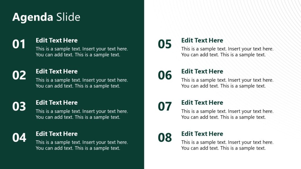 Agenda Slide with Numbers - Corporate Health Snapshot PPT Template ...
