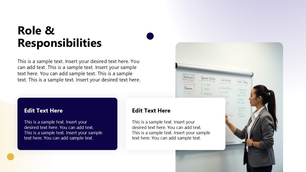 Roles & Responsibilties Slide with Different Text Segments - SlideModel