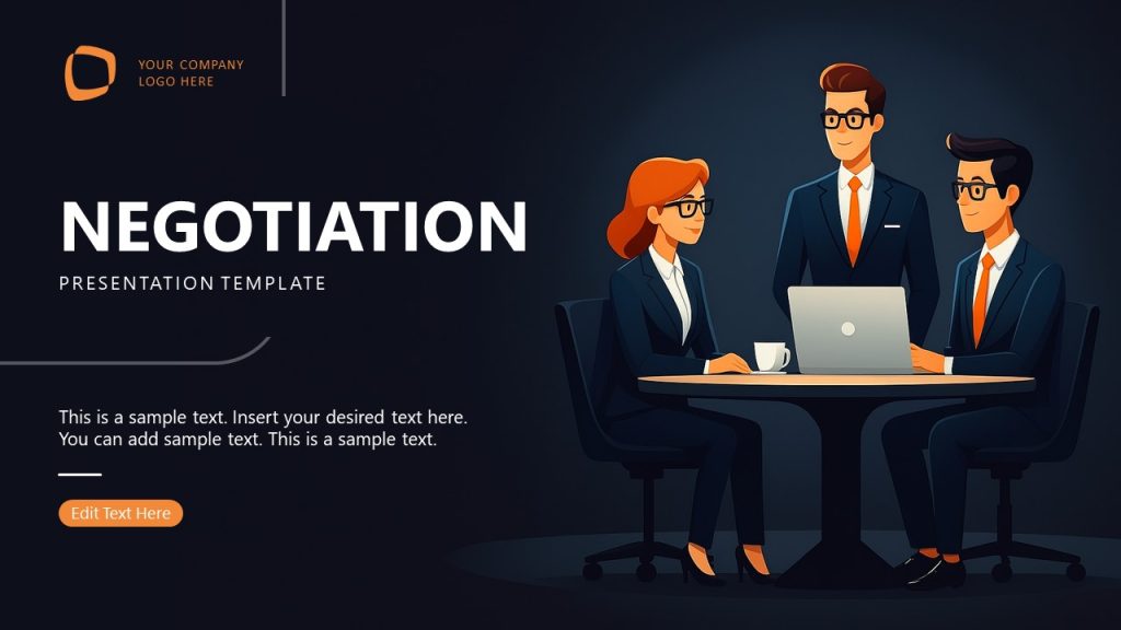 Negotiation Template Cover Slide with Human Professionals Illustration ...