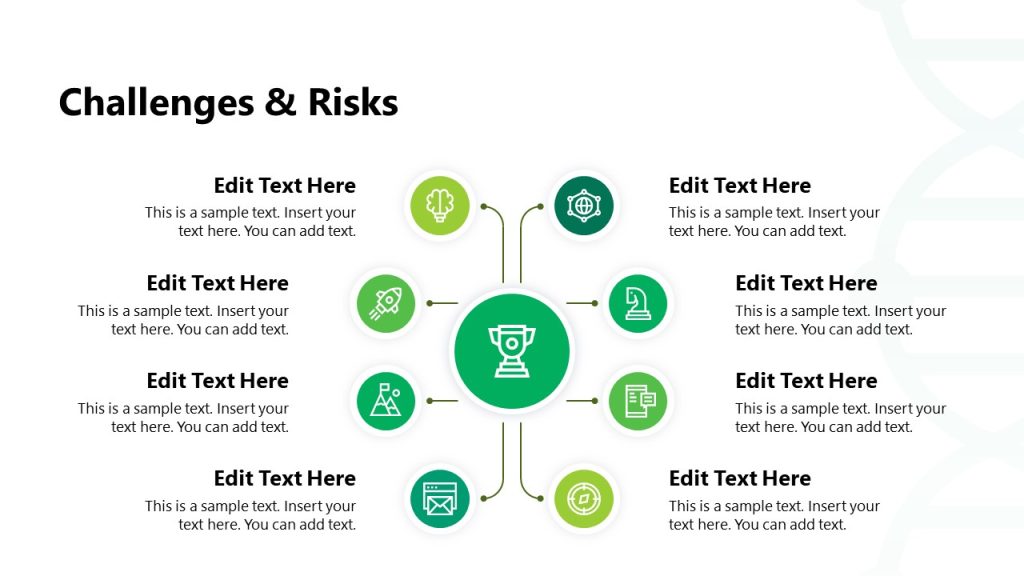 Challanges & Risks Diagram with Eight Radial Arrangement Infographics ...