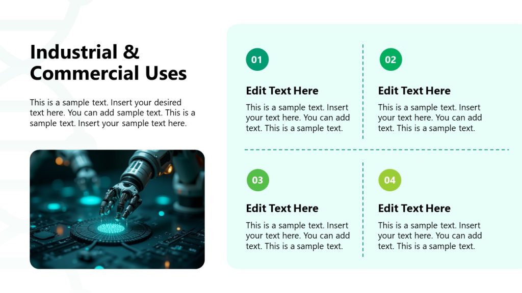 Industry & Commercial Uses Slide with Relevant Images - SlideModel