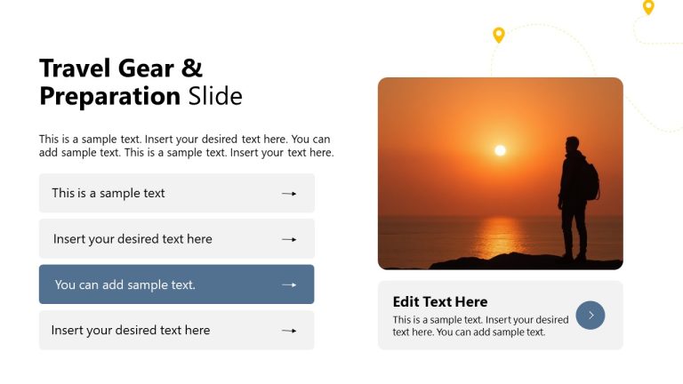 List Format Slide for Travel Gear & Preparation - SlideModel