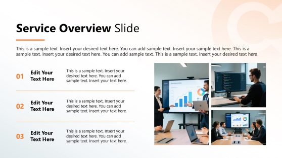 Service Overview Slide with Placeholder Text - SlideModel
