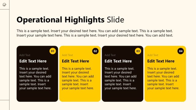 Operational Highlights Slide with Blocks of Placeholder Text - SlideModel