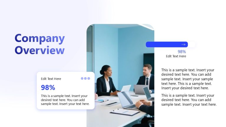 Company Overview Slide with Numbers and Placeholder Text - SlideModel