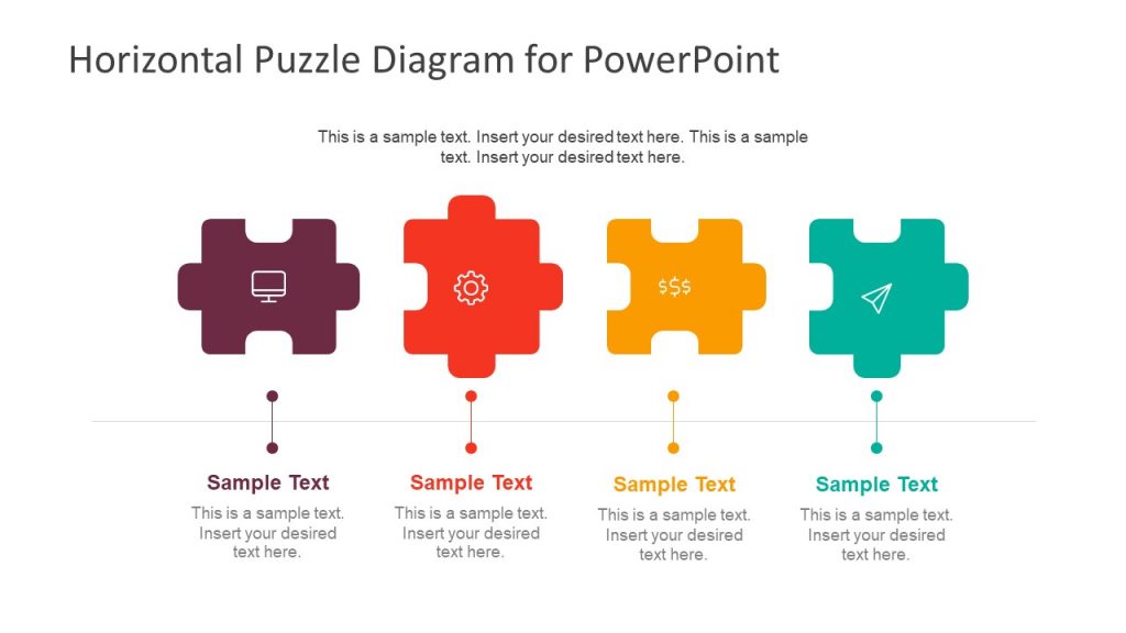 4 Step Horizontal Puzzle Diagram PPT - SlideModel