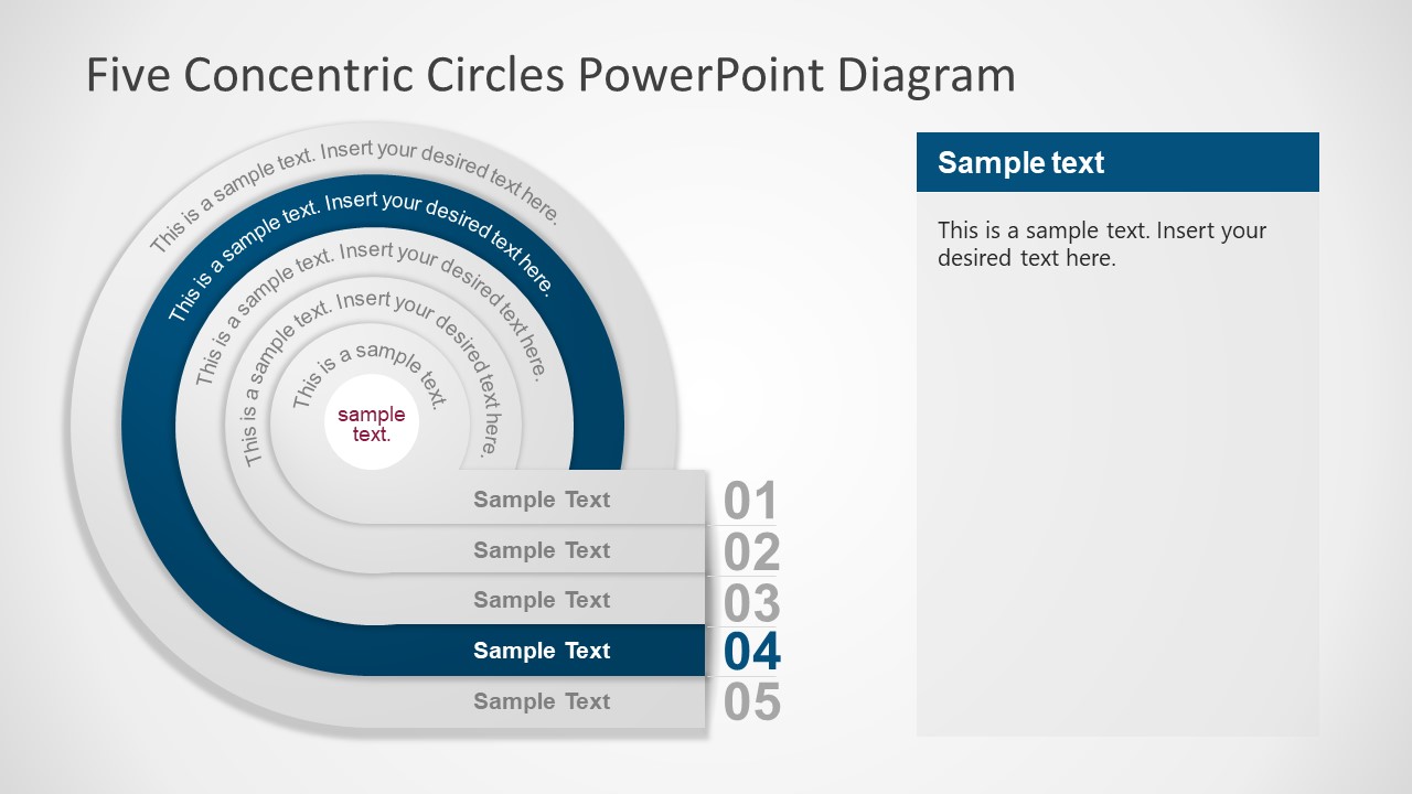 Five Concentric Circles PowerPoint Diagram Template