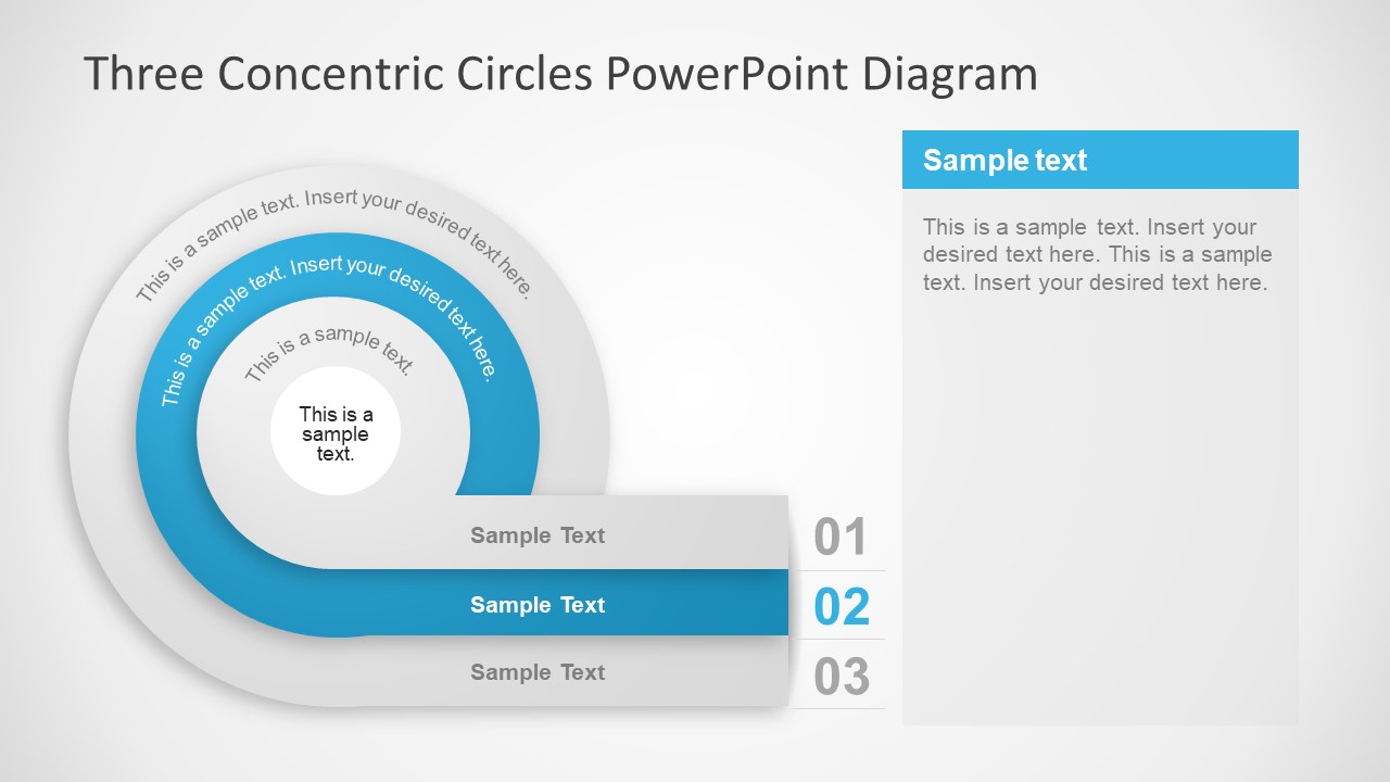 Three Concentric Circles PowerPoint Diagram Template