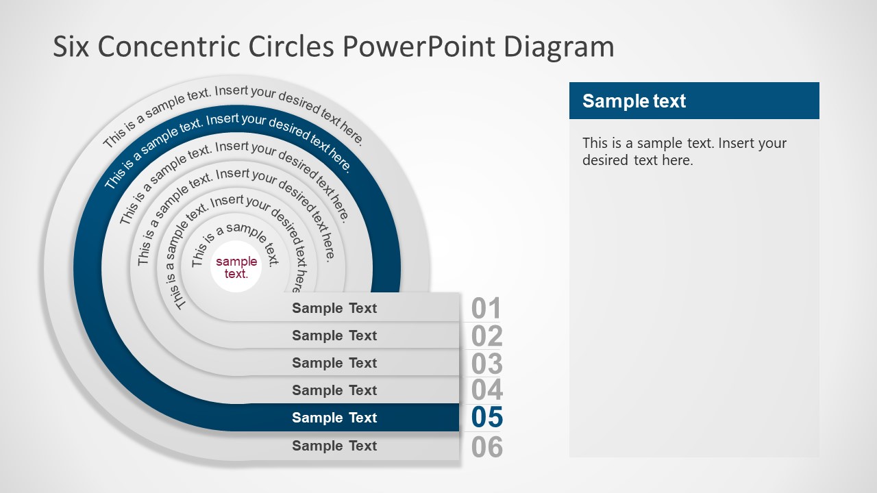 Six Concentric Circles PowerPoint Diagram Template