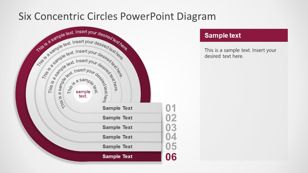 Six Concentric Circles PowerPoint Diagram Template