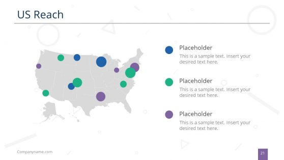 Editable Map of US for Customer Reach - SlideModel