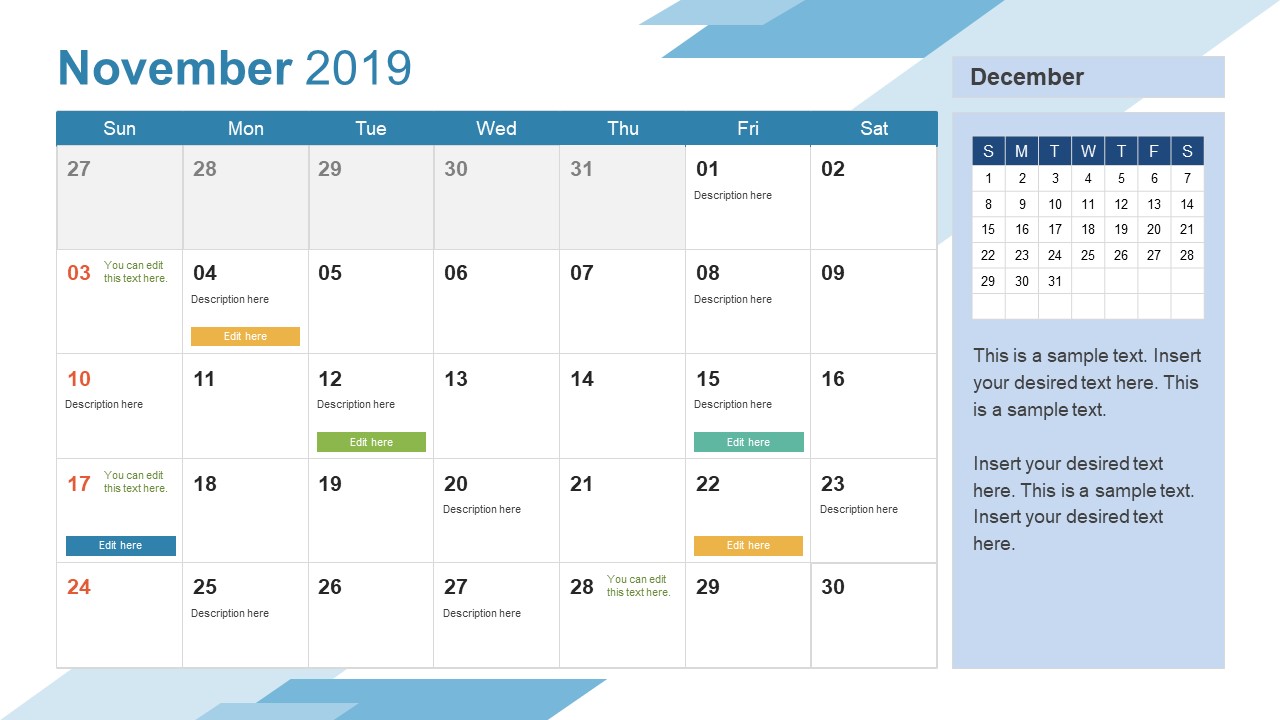 2019 Calendar PowerPoint Template - SlideModel