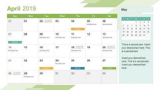 April PowerPoint Calendar 2019 - SlideModel