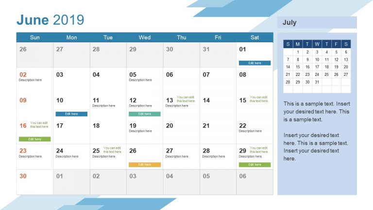 June PowerPoint Calendar 2019 - SlideModel