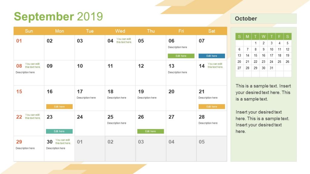 September PowerPoint Calendar 2019 - SlideModel