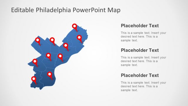 Editable Map of Philadelphia US State PPT - SlideModel