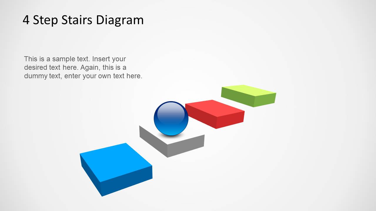 4 Step Stairs Diagram Template for PowerPoint