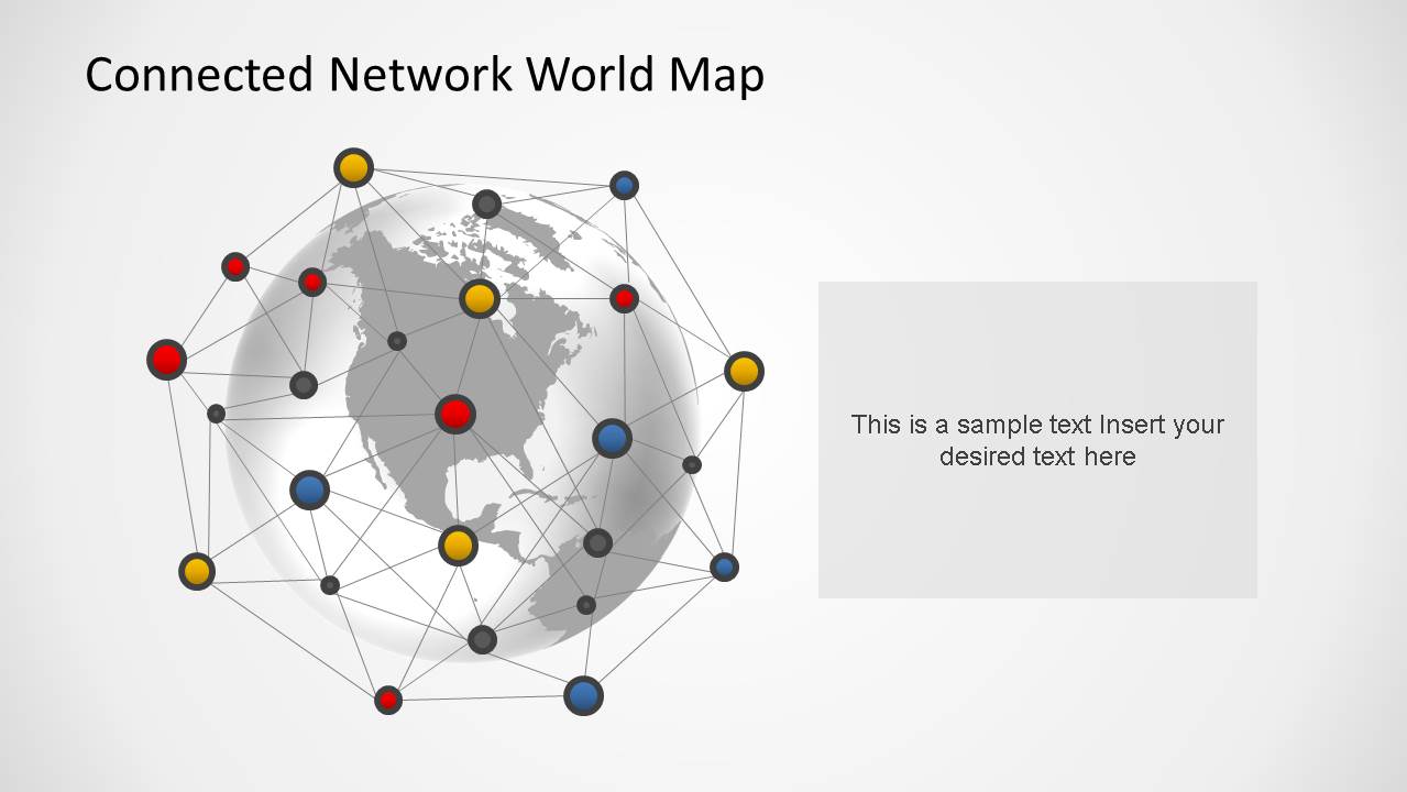 Connected Network World Map PowerPoint Template
