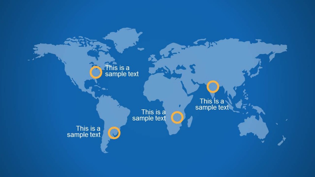 World Map with Map Pointers for PowerPoint - SlideModel