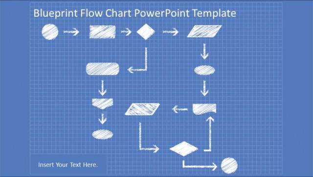Hand Draw Flowchart in Blueprint PowerPoint Theme - SlideModel