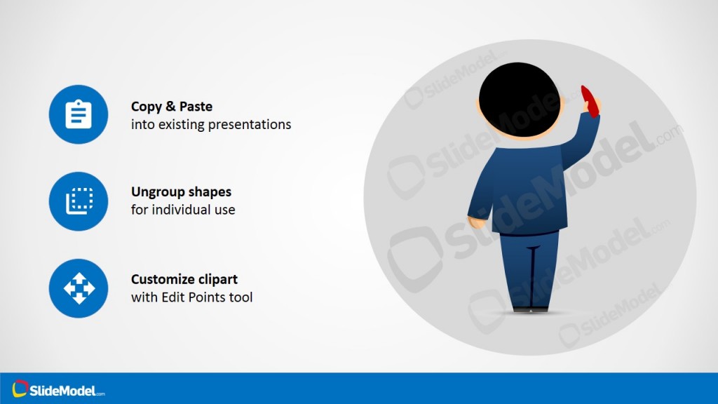 Male Cartoon Posing Backwards with Hand Writing Picture - SlideModel