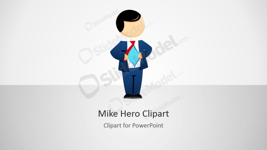 Male Cartoon Hero Illustration for PowerPoint - SlideModel