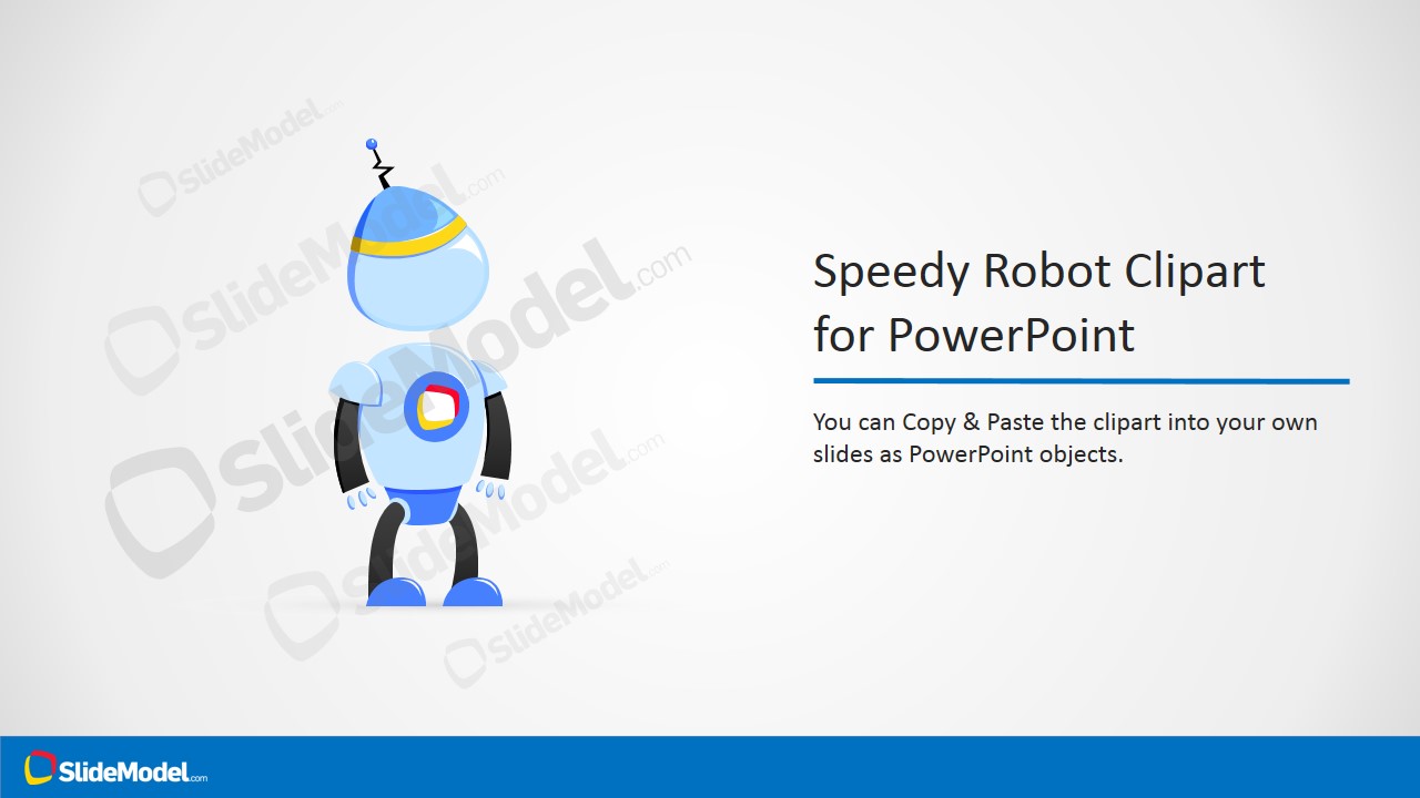Speedy Robot Cartoon Illustration for PowerPoint - SlideModel