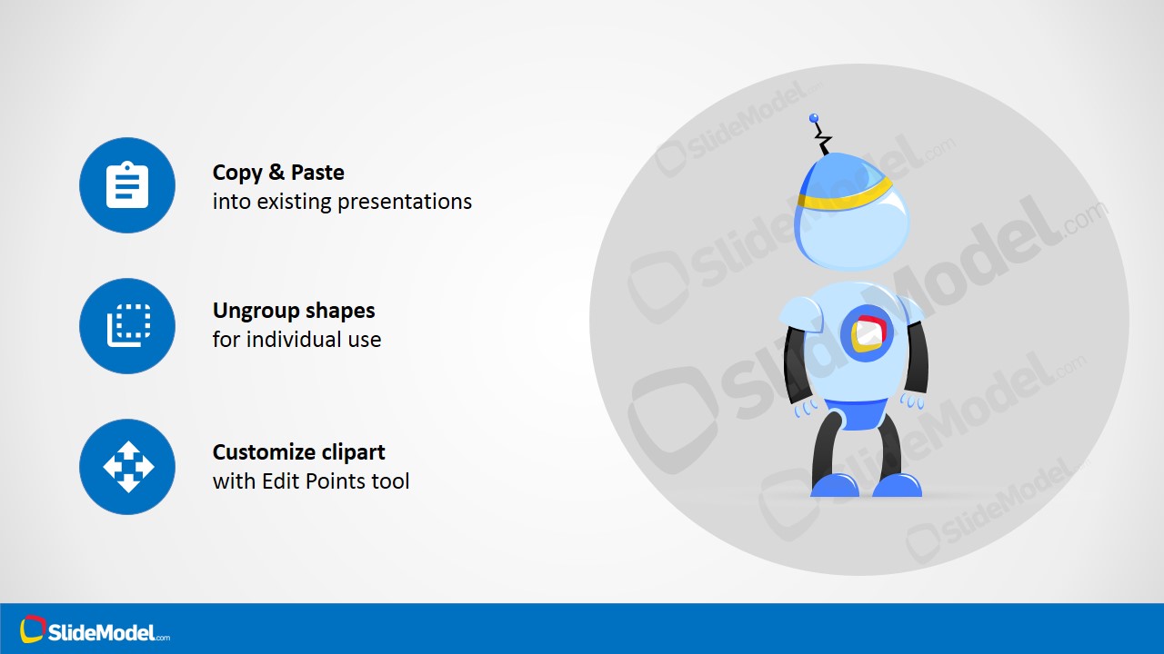 Speedy Robot Cartoon Illustration for PowerPoint - SlideModel