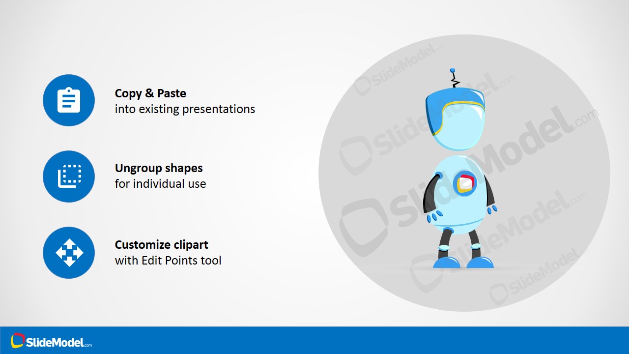 Robby Robot Cartoon Illustration for PowerPoint - SlideModel