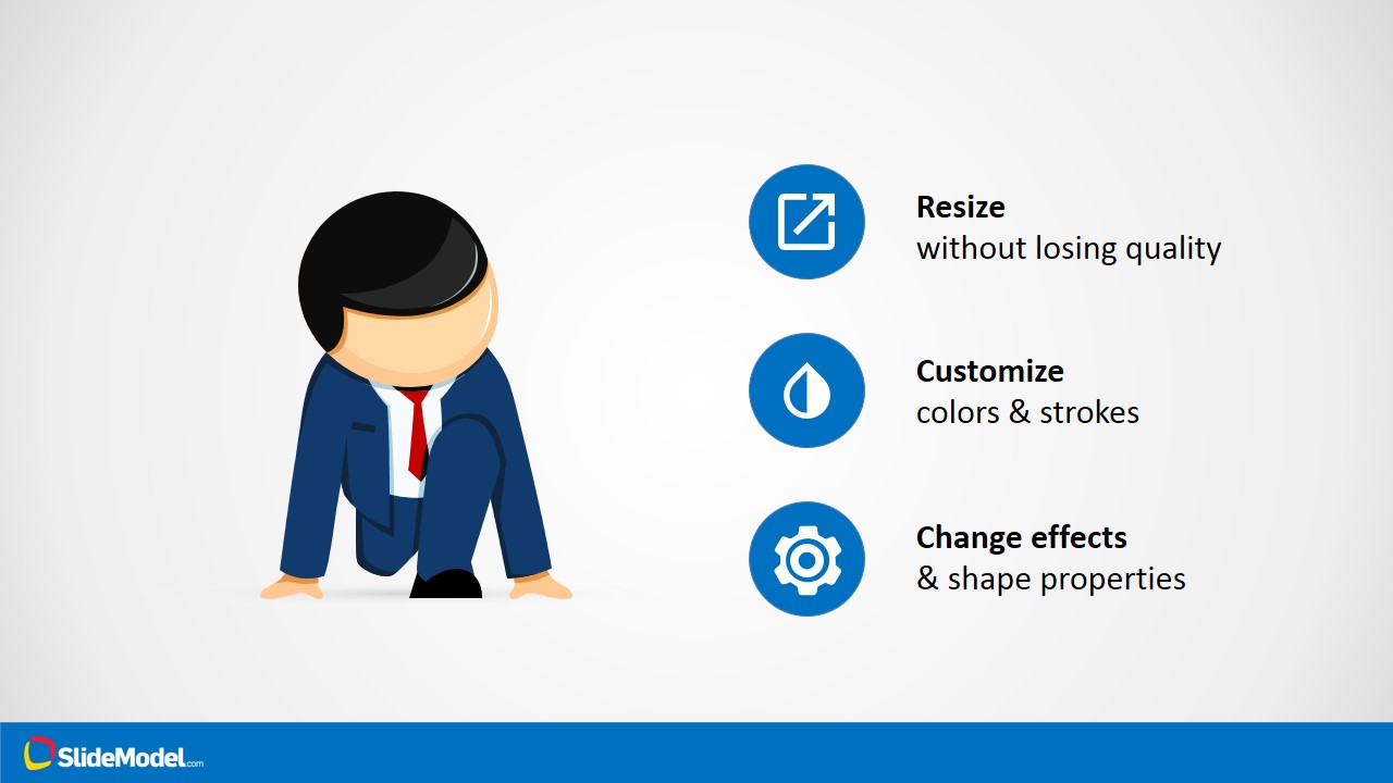 Mike Ready Set Go Cartoon Illustration for PowerPoint - SlideModel